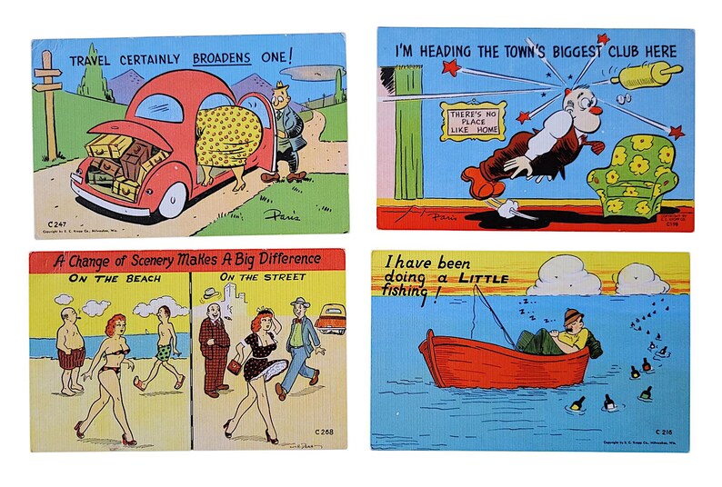 Vintage Humor Postcards, Mid Century Linen Finish (lot of 10) - Etsy