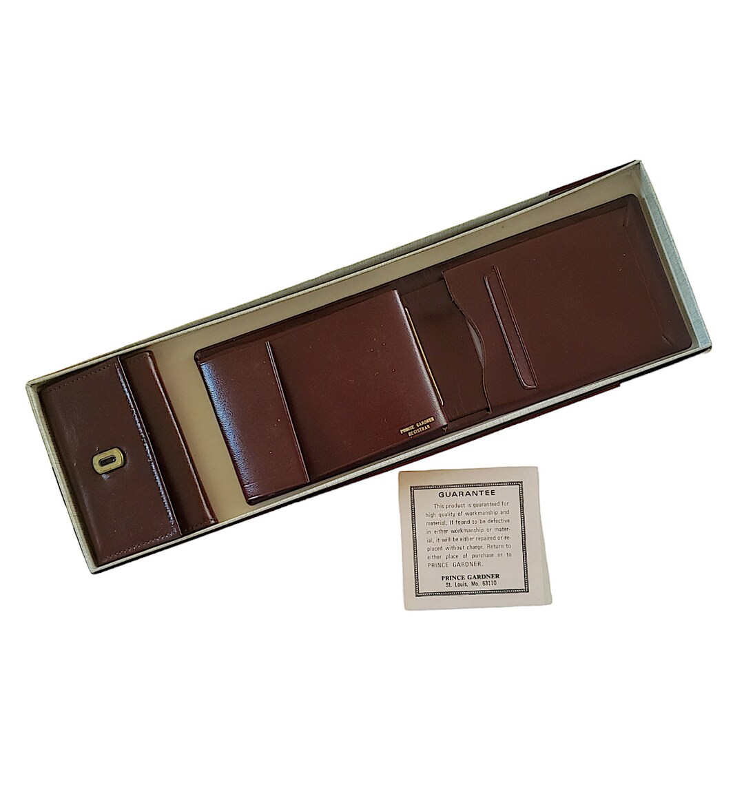 Vintage Prince Gardner Brown Leather Wallet & Key Holder Set - Gift Box ...