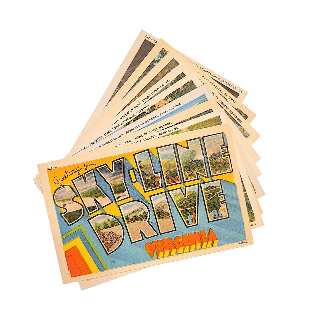 Virginia Unused Vintage Mid Century Postcards Linen Finish Monticello ...