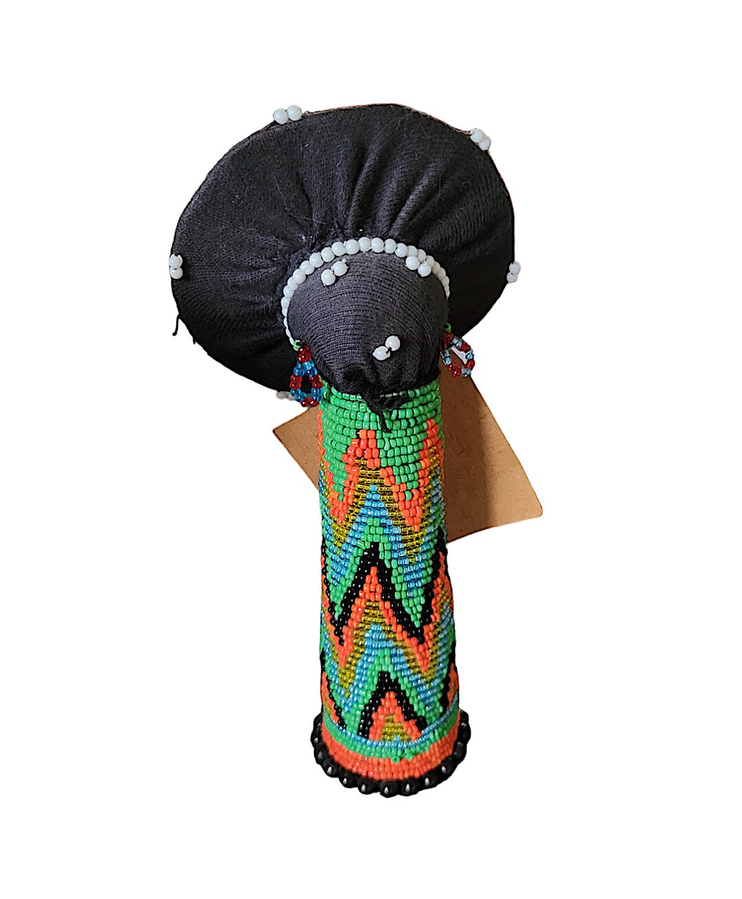 South African Zulu Beaded Matron Doll Green Orange Original Tag - Etsy