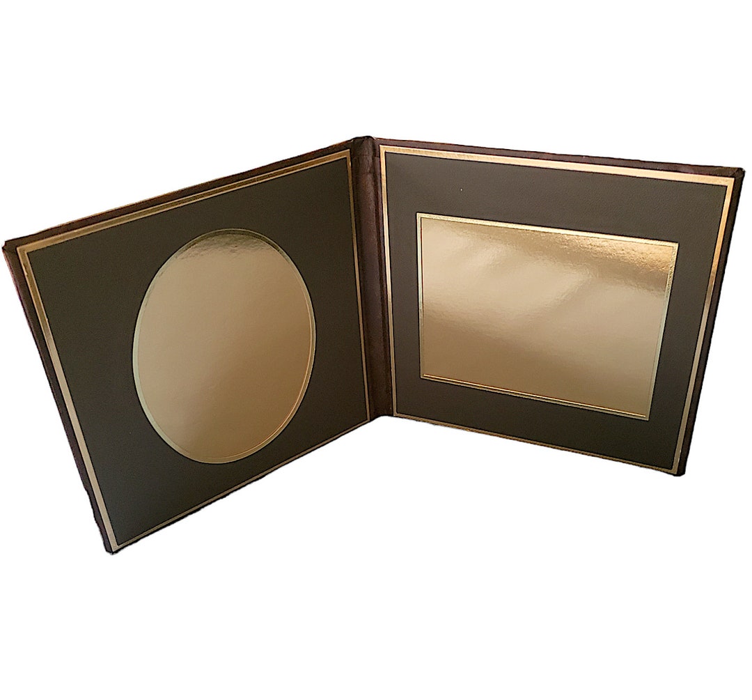 Pro-craft Small Brown Leather Photo Portfolio Album Double Frame 2 ...