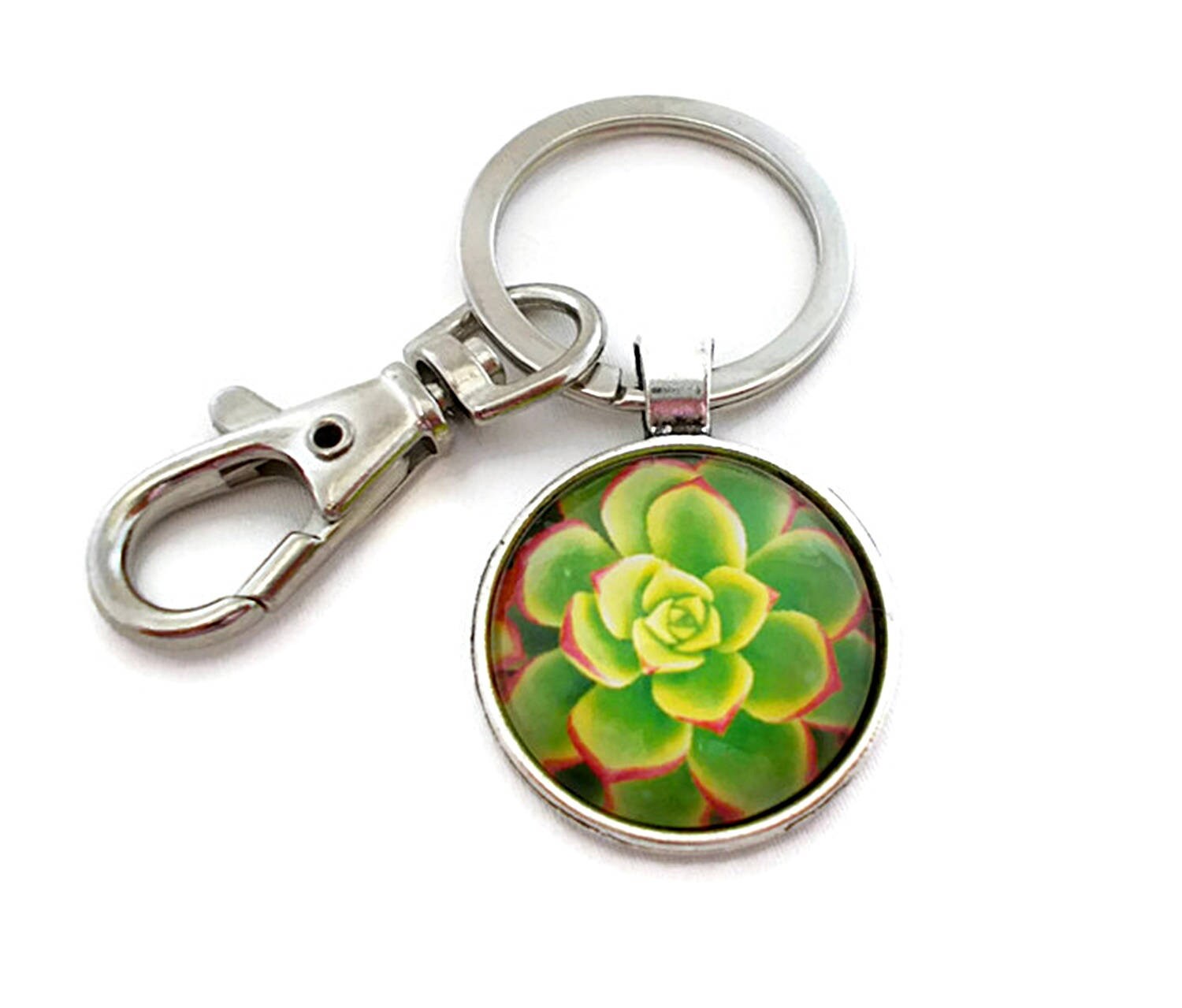 Cute Succulent Keychain Plant Keychain Green and Red | Etsy
