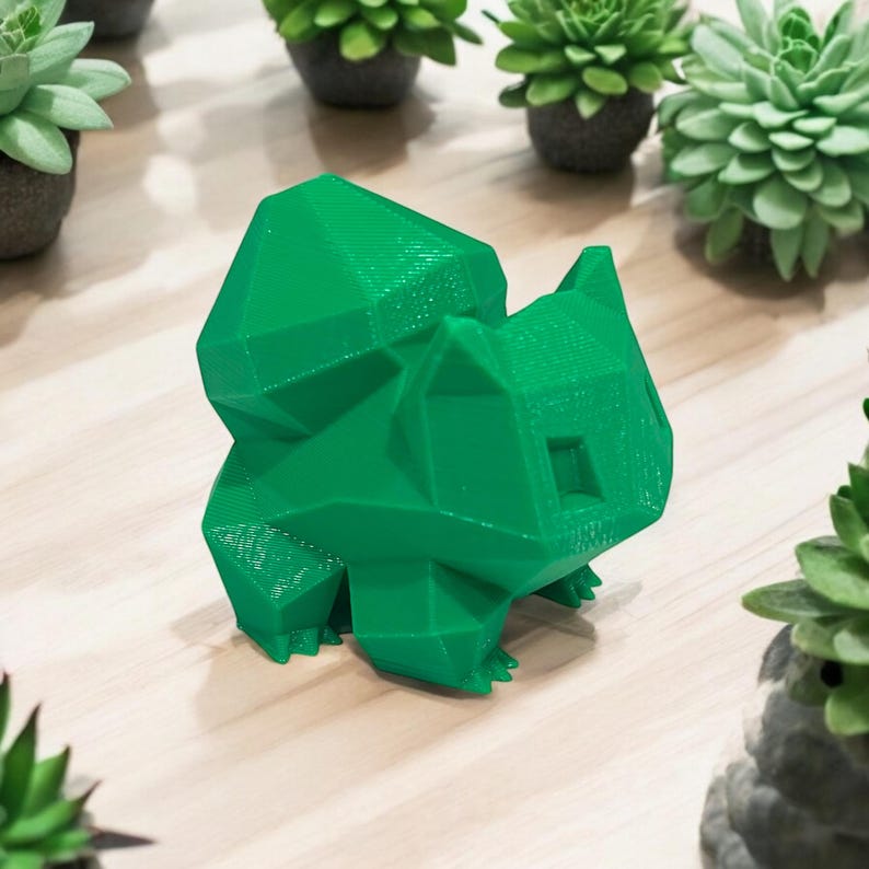 Geometric Bulbasaur 3D Printed Desk Art Unique Pokemon Inspired Decor ...