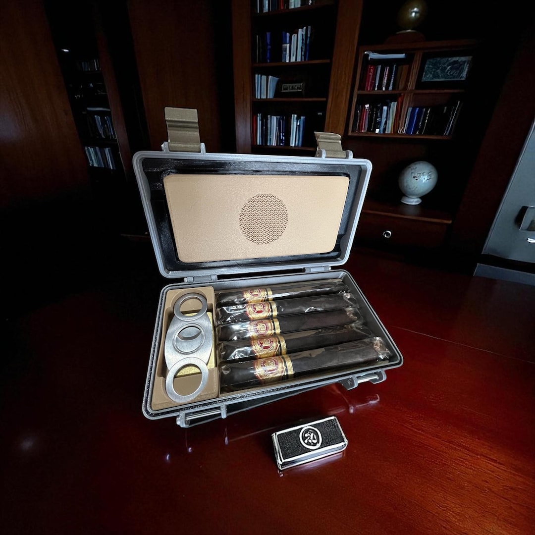 3D Printed Cigar Humidor Box – Modern Handmade Storage Case for Cigars ...