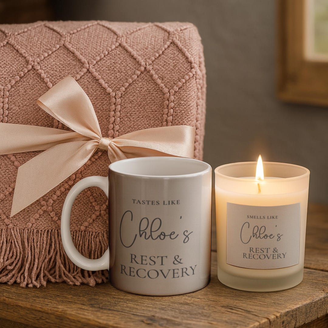 Get Well Soon Gift Set Rest and Recovery Personalized Candle & Mug With ...