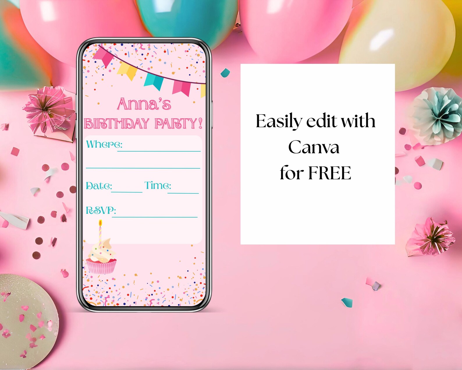 Pink Birthday Party Invitation - Etsy