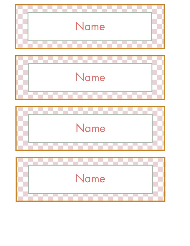 Checkered Name Labels for Classroom|personalized Student Name Tags With ...