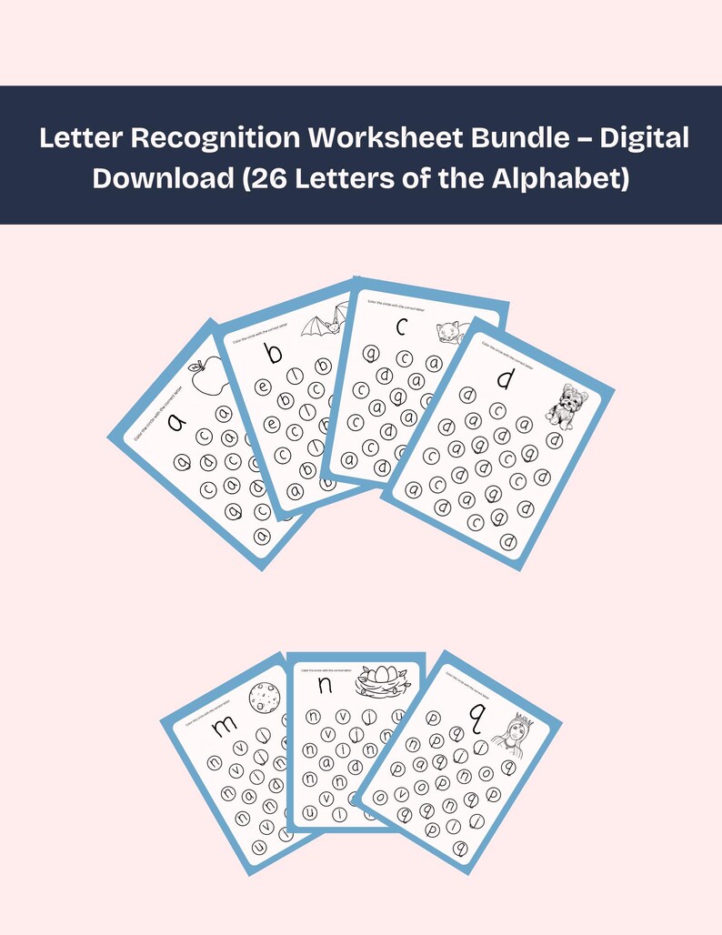 Cursive & Print Letter Recognition Worksheet Bundle – Digital Download ...