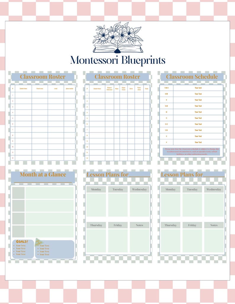 Checkered Theme Classroom Planner Set for Childcare Centers - Etsy