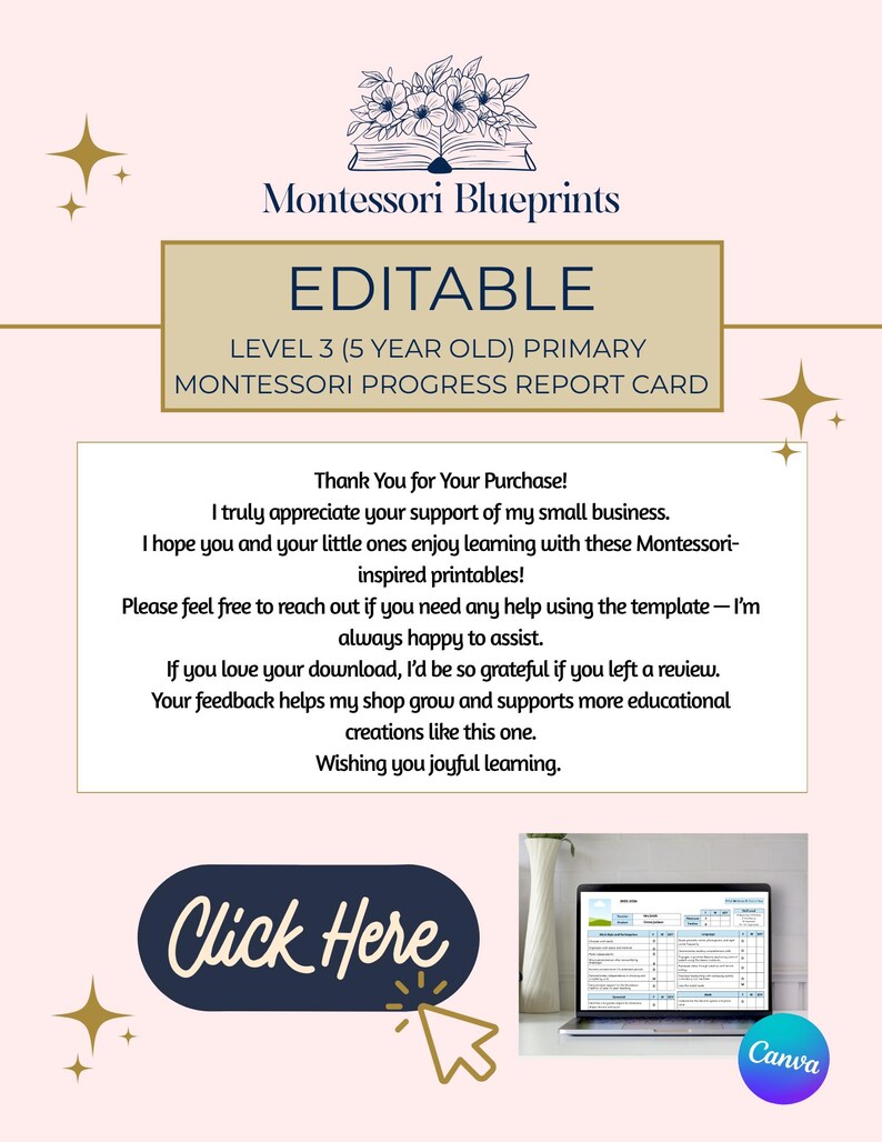 Montessori Level 3 Report Card: Primary Classroom Evaluation (canva ...