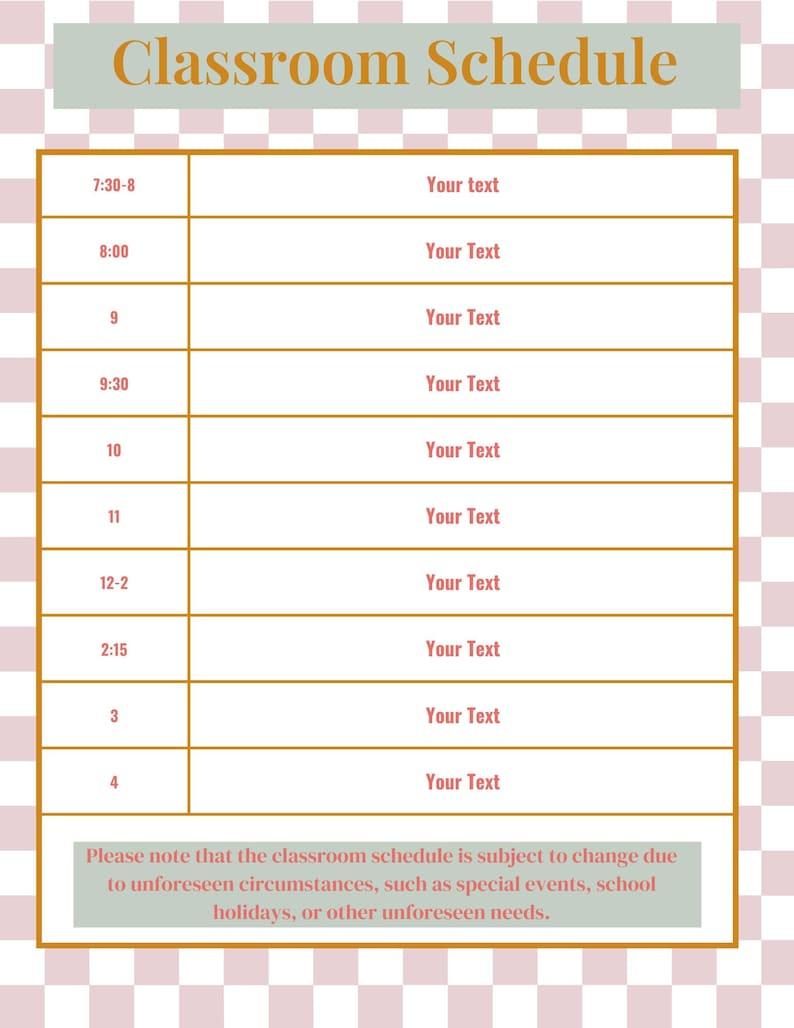 Checkered Theme Classroom Planner Set for Childcare Centers - Etsy