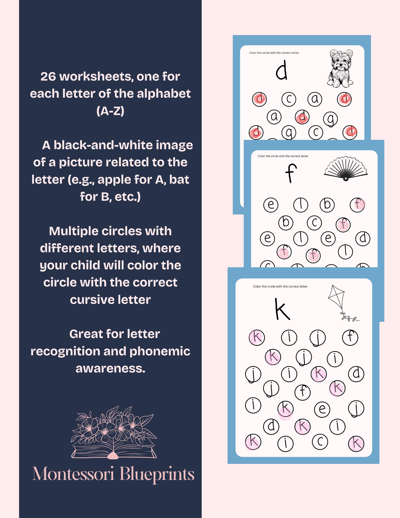 Print Letter Recognition Worksheet Bundle – Digital Download (26 ...