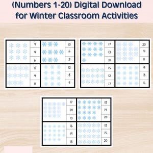 Montessori Snowflake Clip Counting Cards 1-20 Digital Download | Winter ...