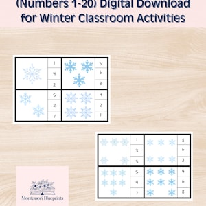 Montessori Snowflake Clip Counting Cards 1-20 Digital Download | Winter ...