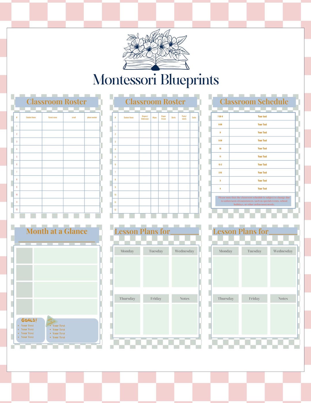 Lesson Planning Bundle With Checkered Classroom Labels, Teacher ...