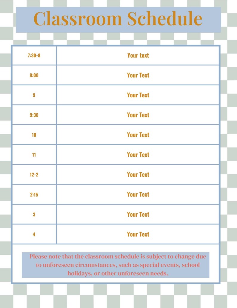 Checkered Theme Classroom Planner Set for Childcare Centers - Etsy