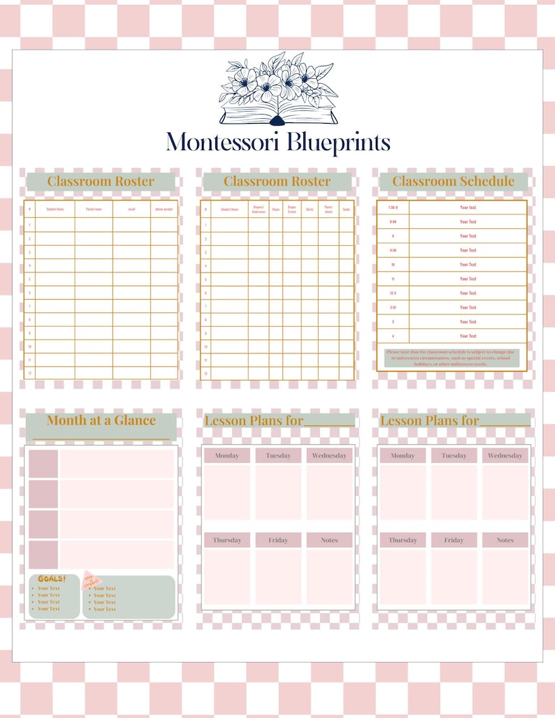 Checkered Teacher Planner Bundle, Classroom Schedule, Labels (digital ...