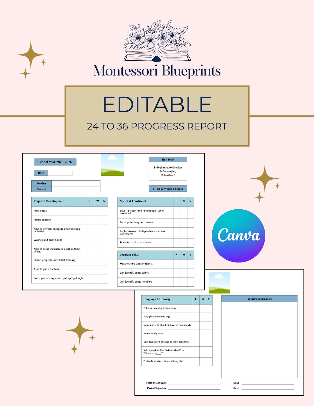Editable Child Development Progress Report for 24-36 Months | Digital ...