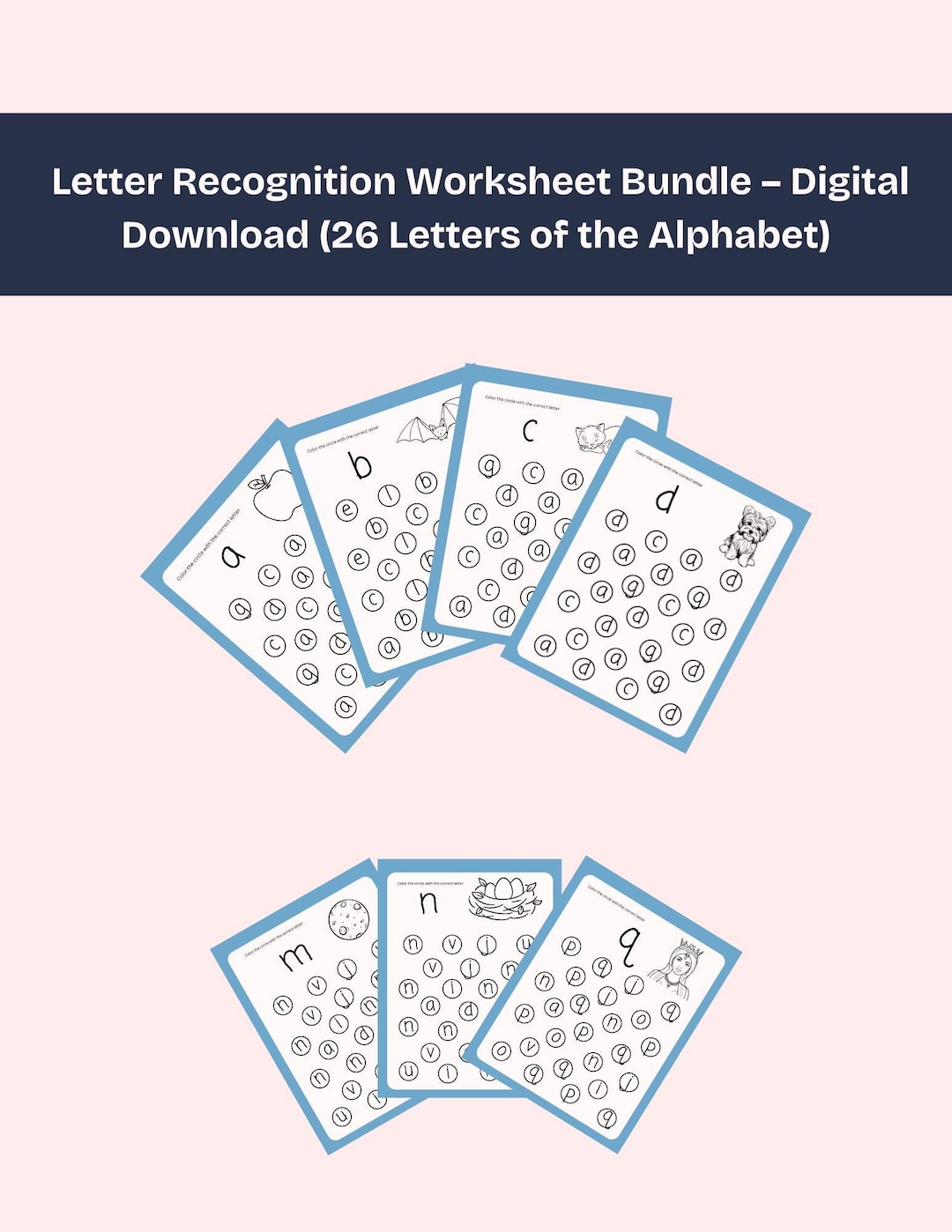 Print Letter Recognition Worksheet Bundle – Digital Download (26 ...