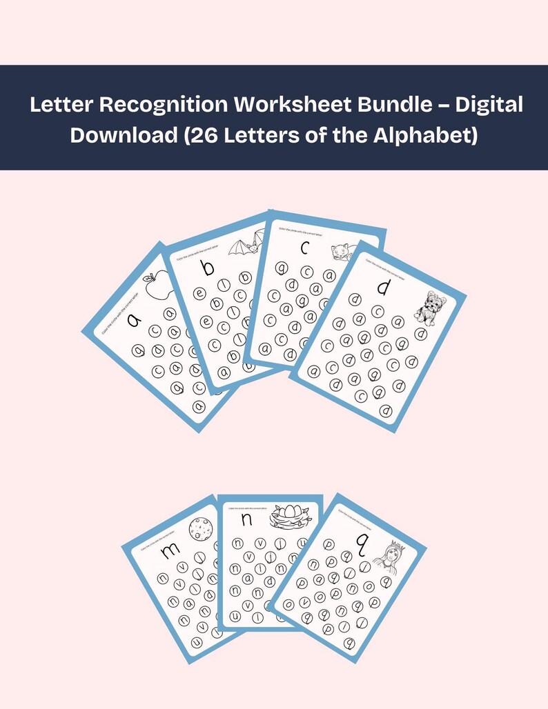 Print Letter Recognition Worksheet Bundle – Digital Download (26 ...