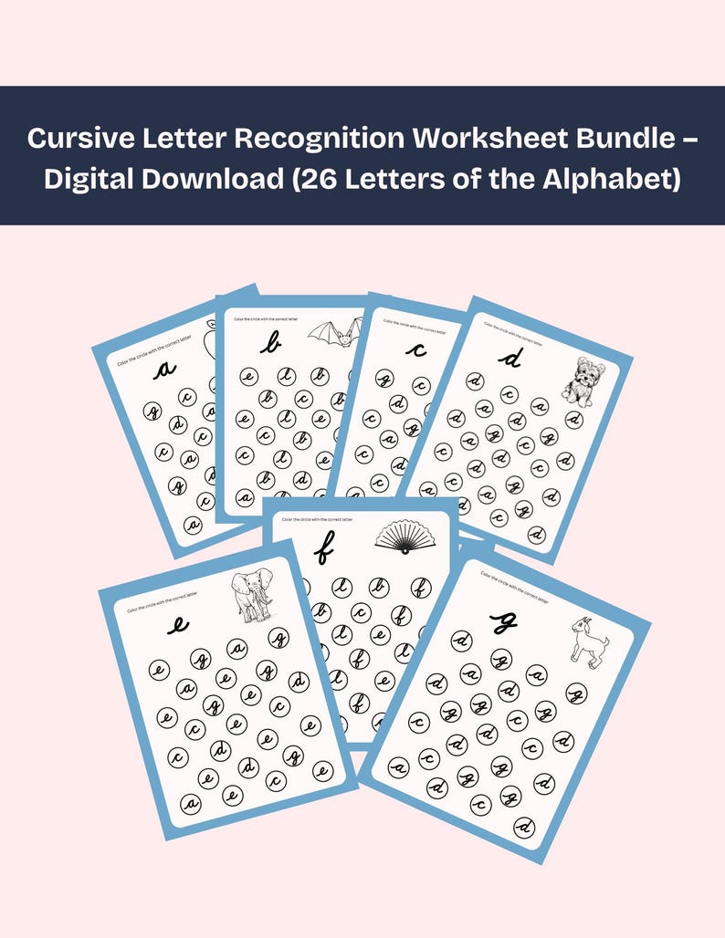 Cursive & Print Letter Recognition Worksheet Bundle – Digital Download ...