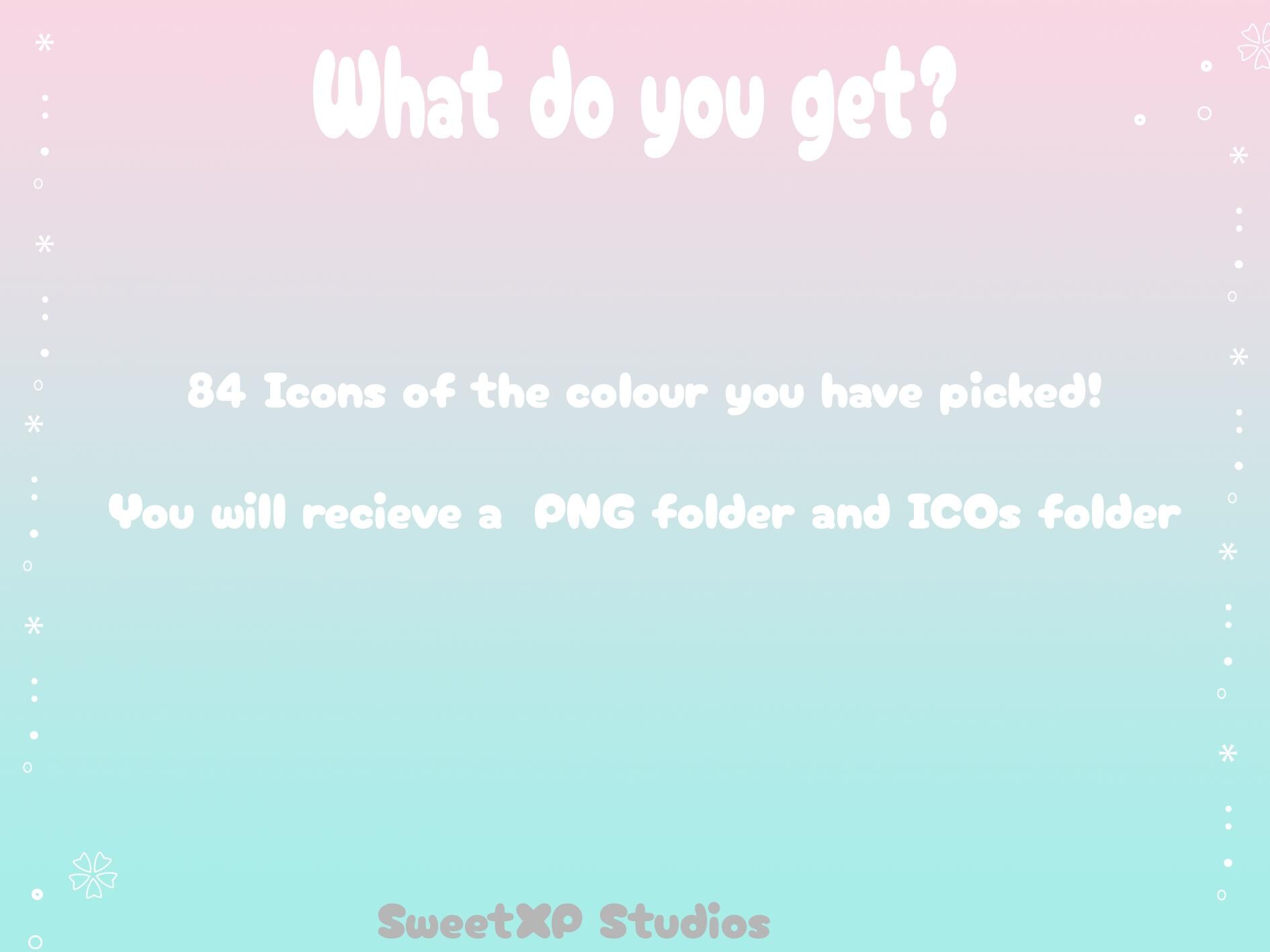 84 Cute Kawaii Colorful Blue Pastel Desktop Icons for Windows and Mac ...
