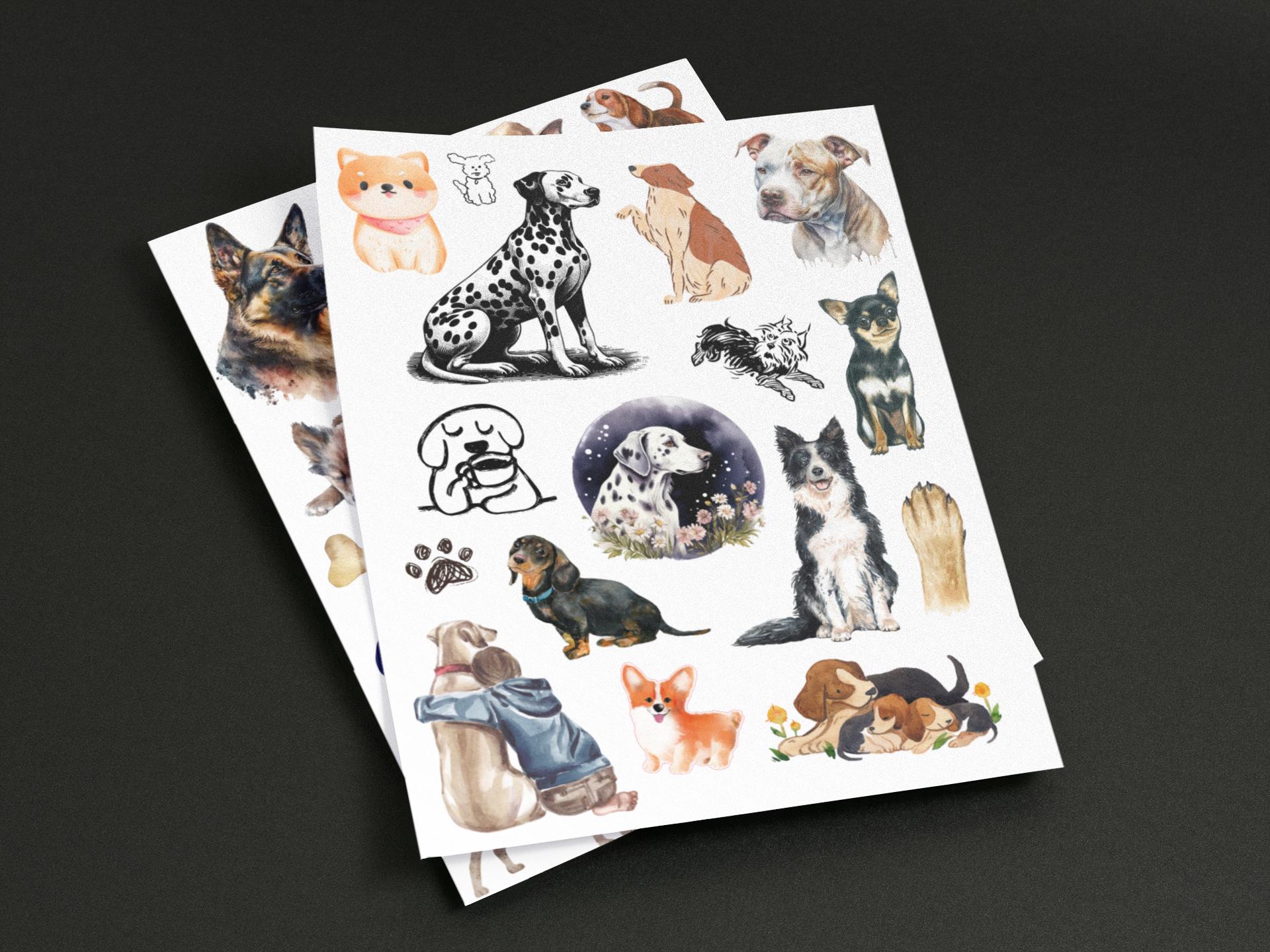 Dogs Junk Journal Digital Artwork, Printable Dog Stickers, Dog ...