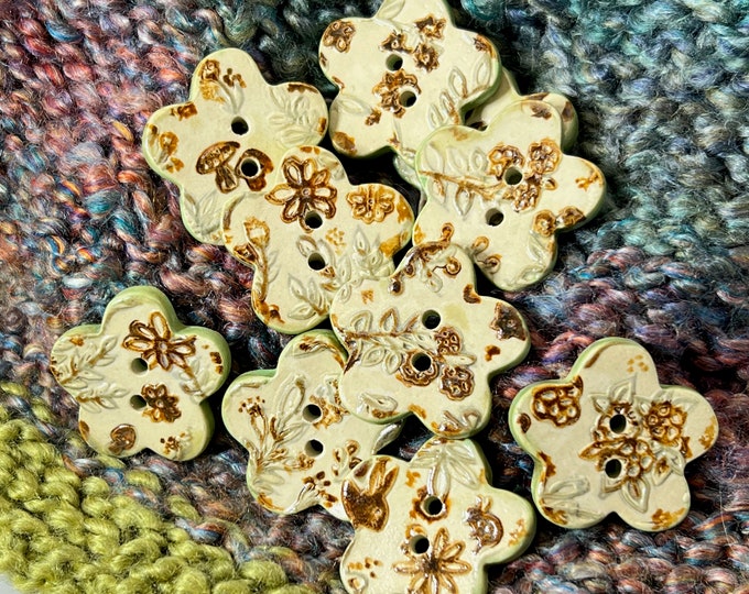 Handmade Ceramic Cottage Core Flower Buttons - Etsy