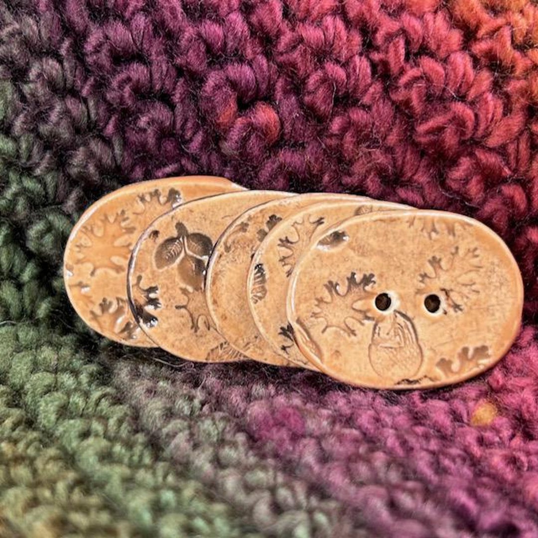 Fall Leaves and Acorns Patterned Oblong Ceramic Buttons - Etsy
