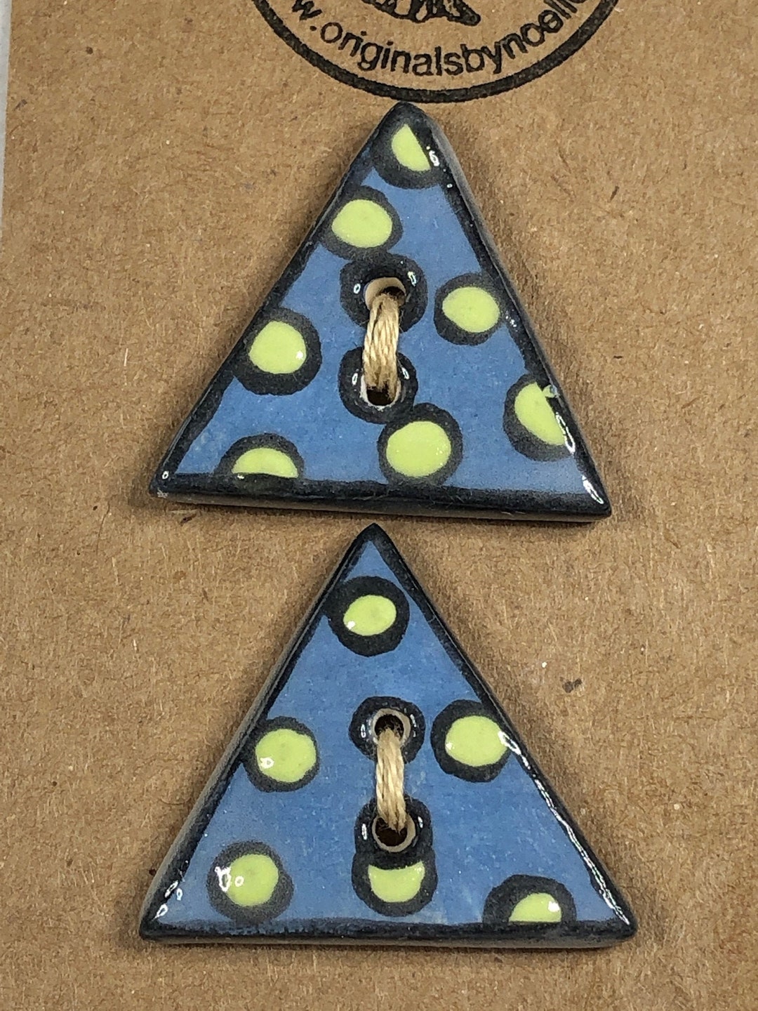 Green and Blue Buttons/ Triangle Shaped Buttons/ Lime Green on Blue - Etsy
