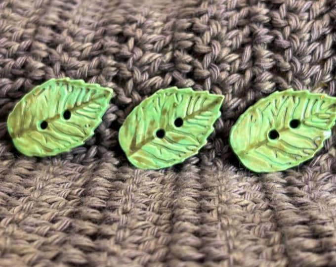 Light Green Leaf Shaped Ceramic Buttons - Etsy