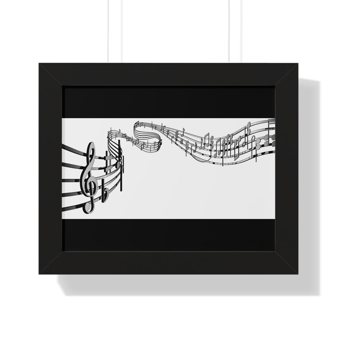 Musical Notes Wall Art, Framed Horizontal Poster, Home Decor, Gift for ...