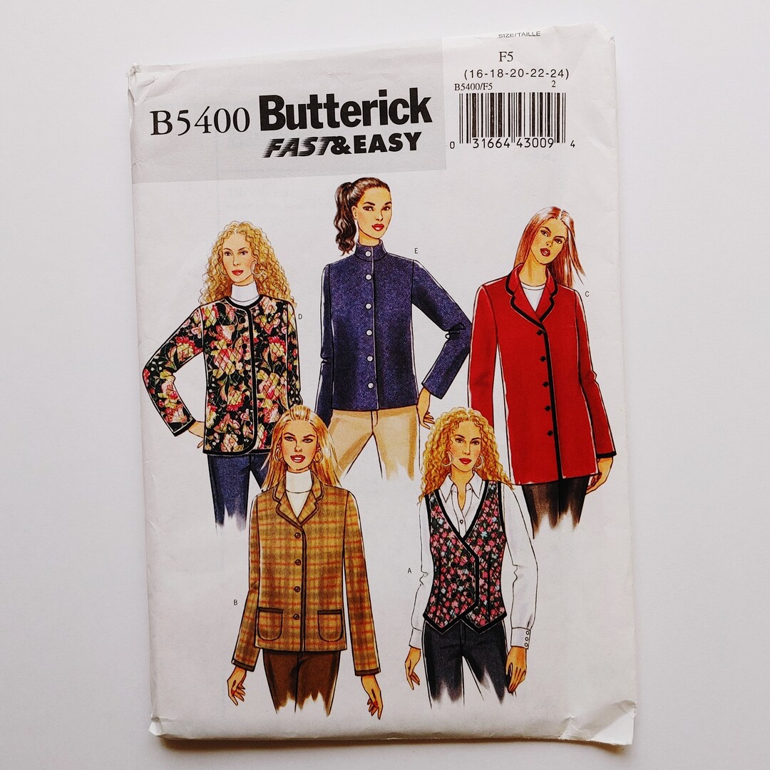 Butterick Fast and Easy Sewing Pattern 5400 Misses Vest and - Etsy