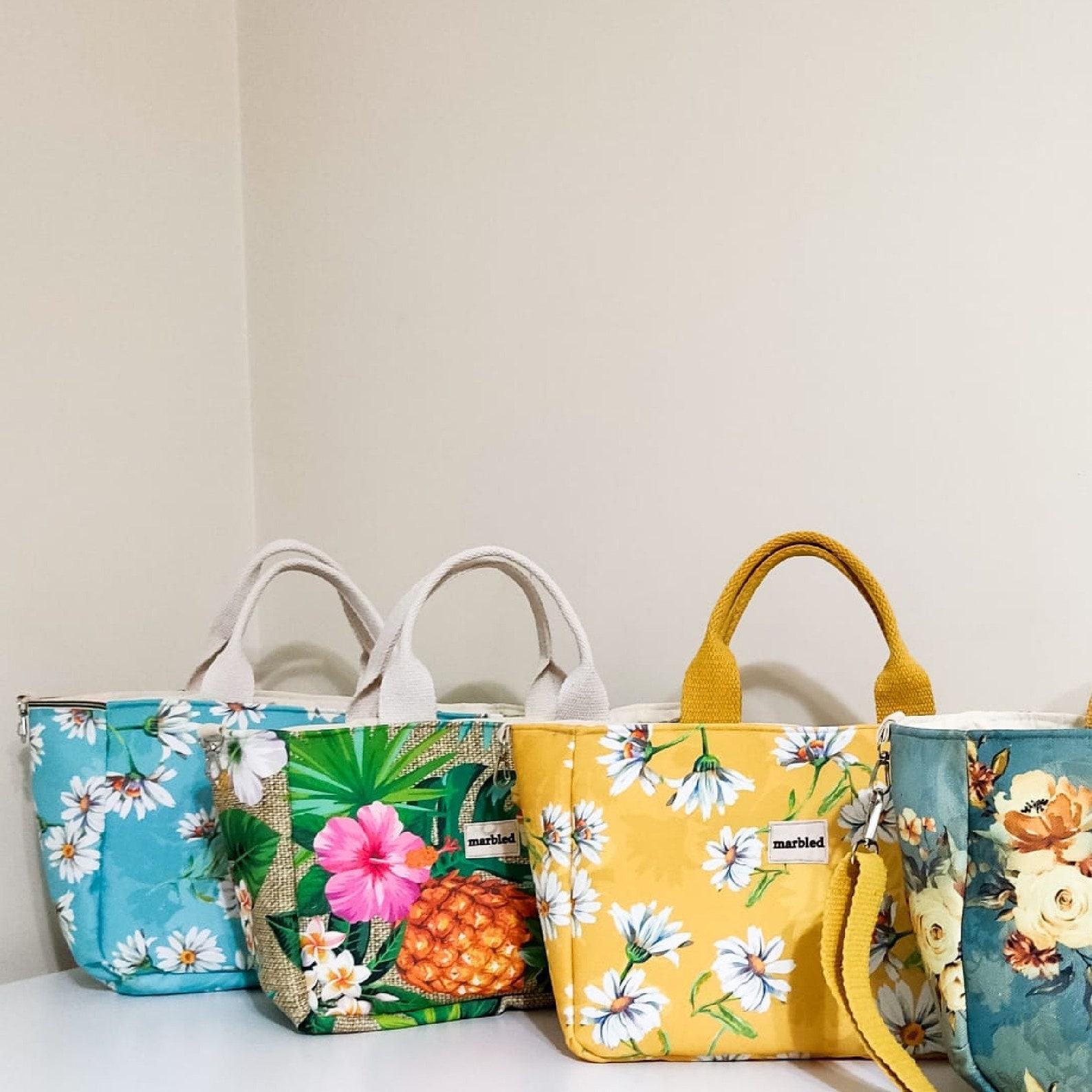 Blue Floral Tote Bag , Handbag for the Weekender or Work, Crossbody Bag ...