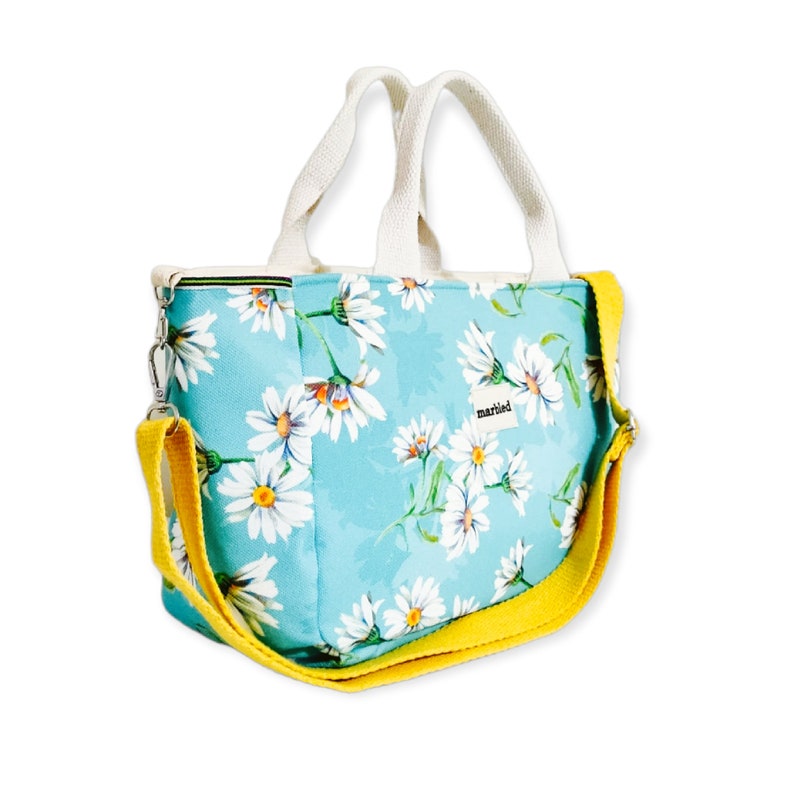 Blue Floral Tote Bag , Handbag for the Weekender or Work, Crossbody Bag ...