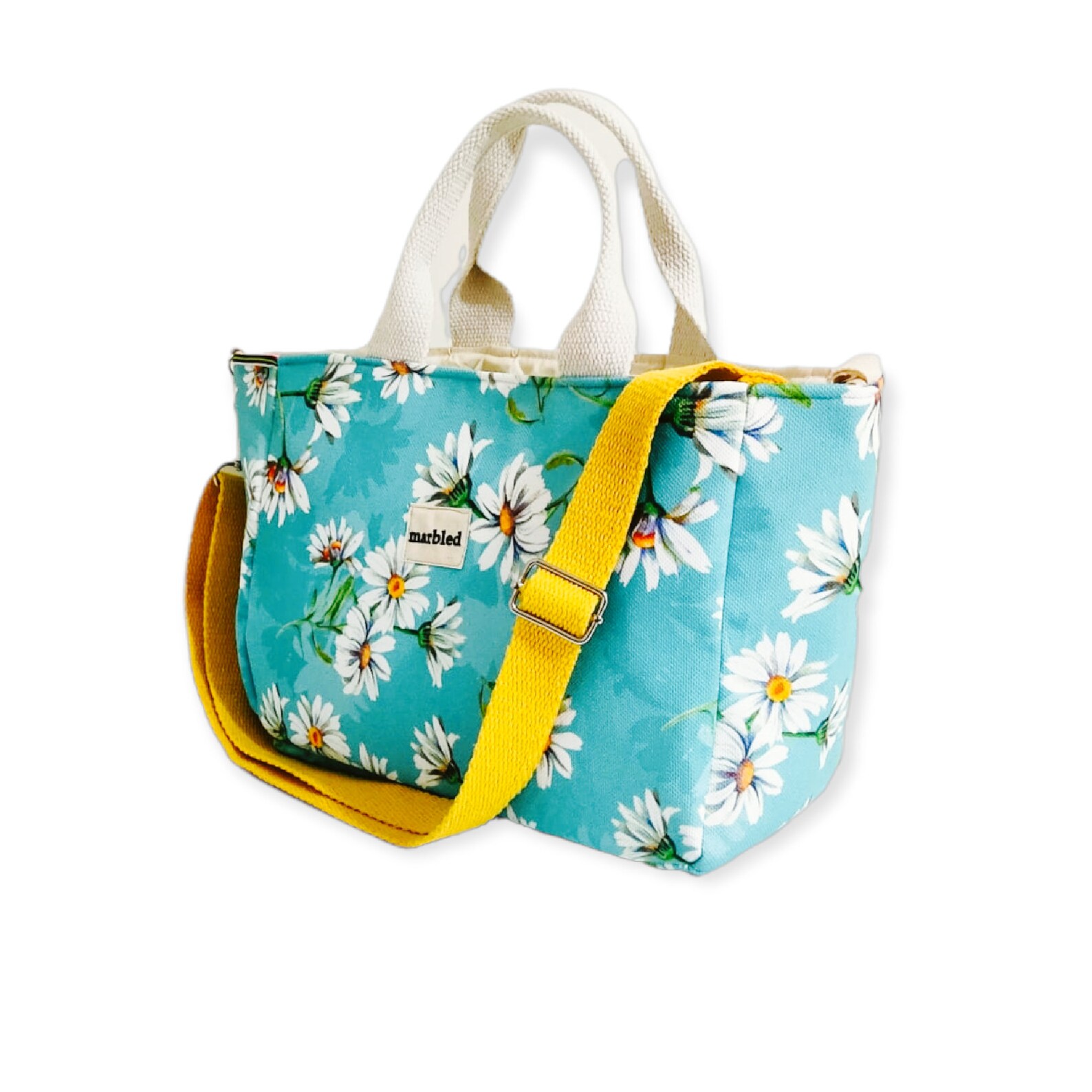 Blue Floral Tote Bag , Handbag for the Weekender or Work, Crossbody Bag ...