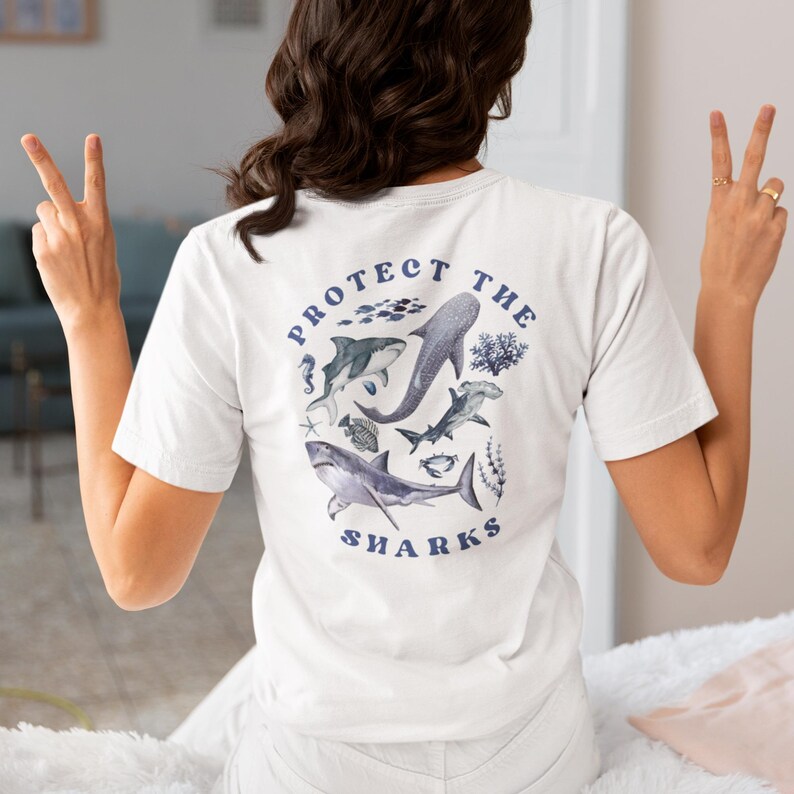 Watercolor Shark Graphic T-shirt: Eco-friendly Heavy Cotton Tee - Etsy