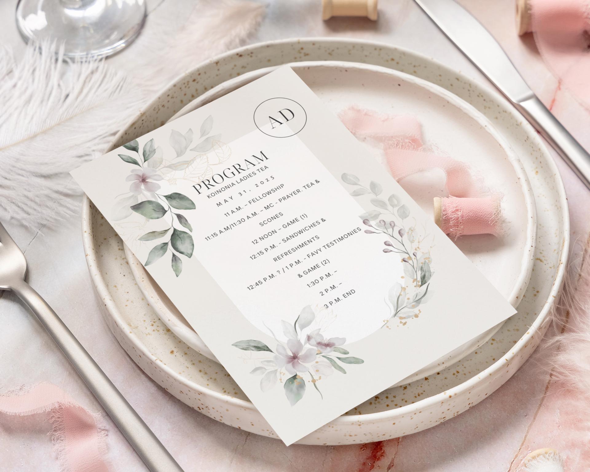 Customizable Event Program Template Wedding Birthday Corporate