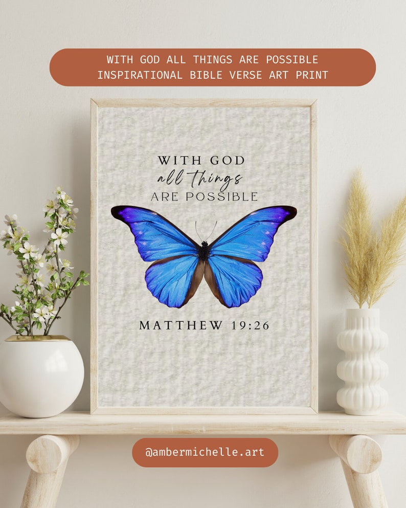 Bible Verse Wall Art Printable | With God All Things Are Possible ...