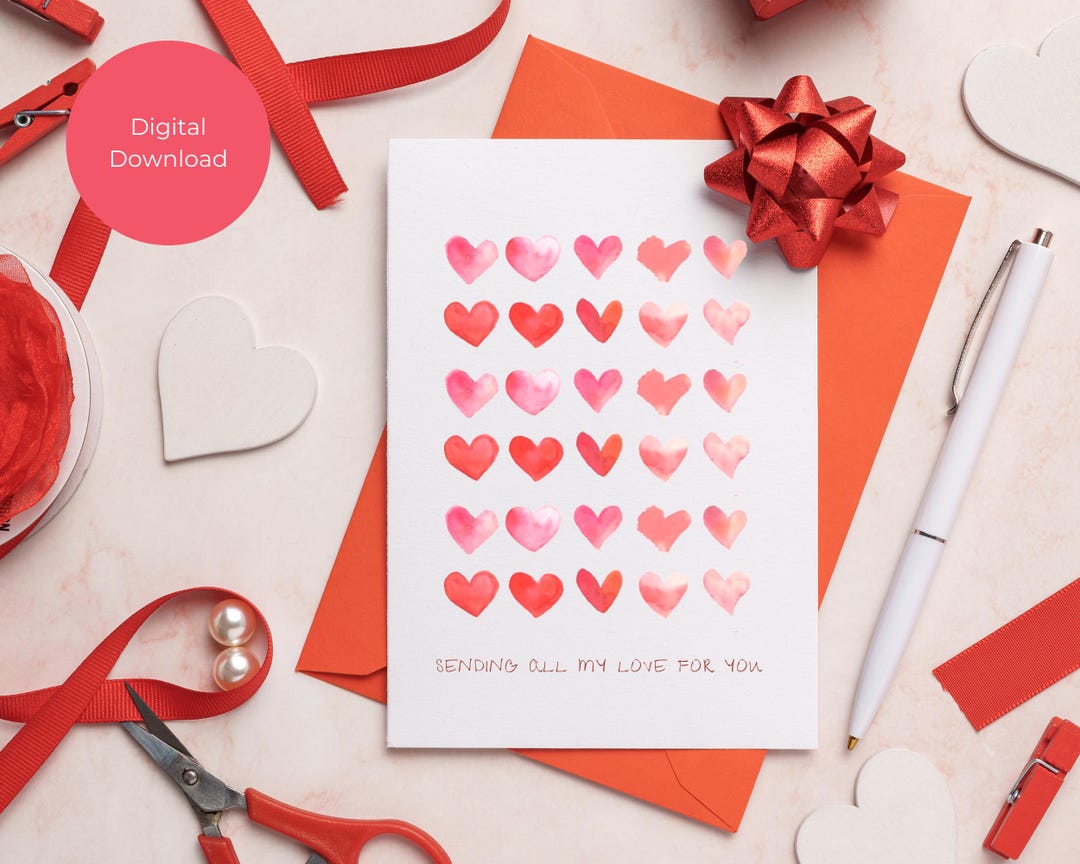 Printable Valentine's Day Card, Digital Love Card, All My Love for You ...