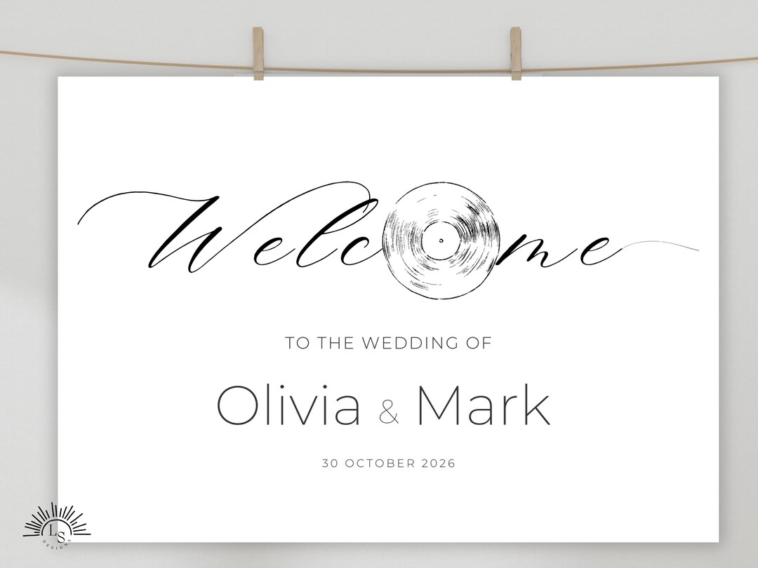 Vinyl Music Welcome Sign Template | Minimalist Welcome Chart | DIY ...