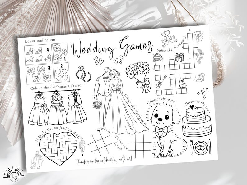 Kids Wedding Activity and Colouring Placemat | Wedding Kids Table ...
