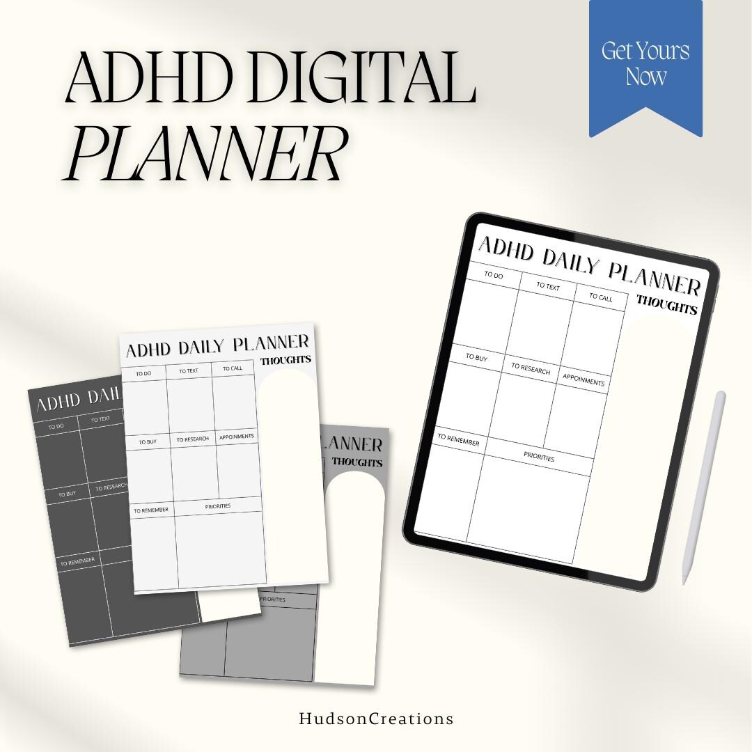 ADHD Planner, Digital Planner 2026, ADHD Daily Planner Printable To-do ...