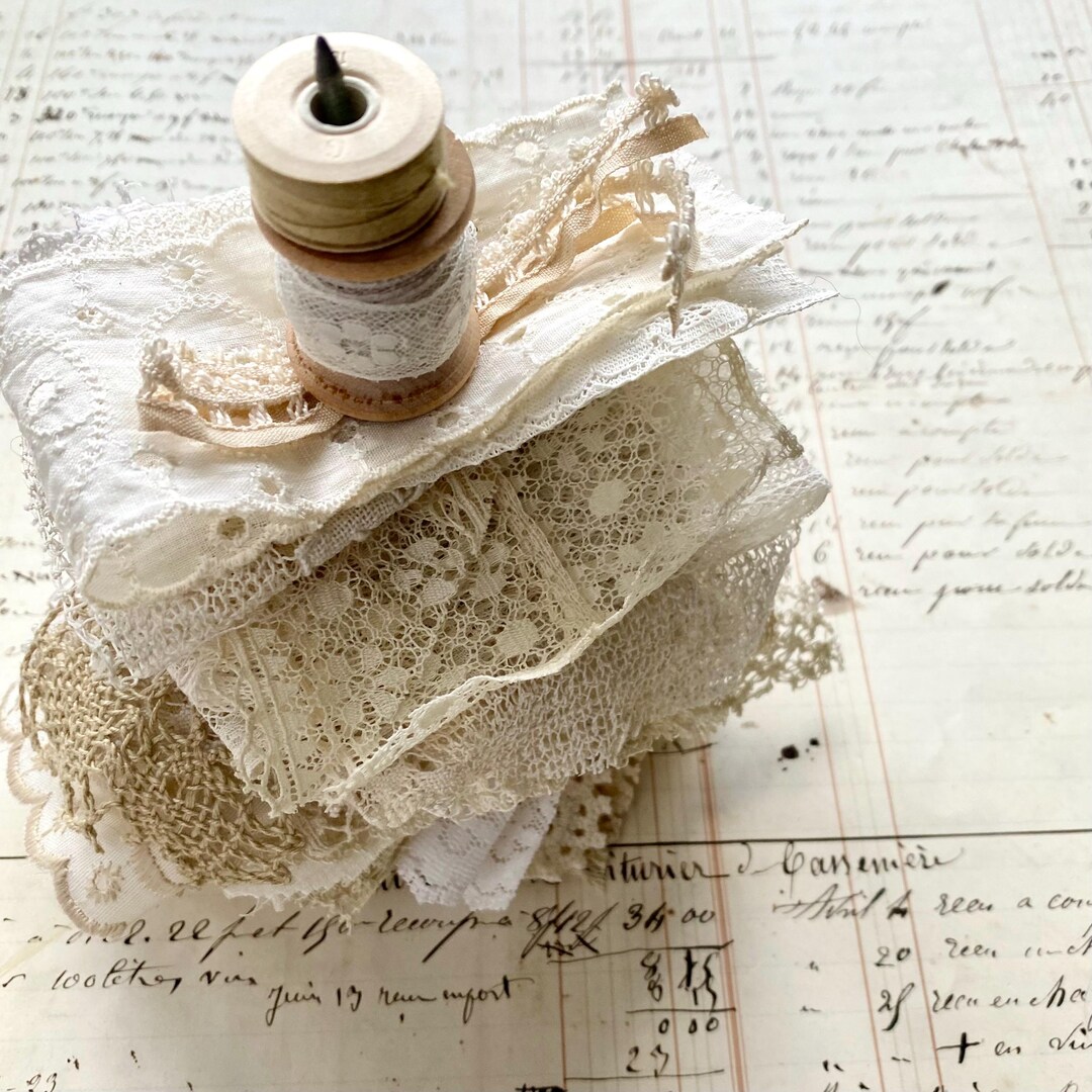 Vintage Metal Receipt Spike Holder With a Variety of Lovely Laces ...