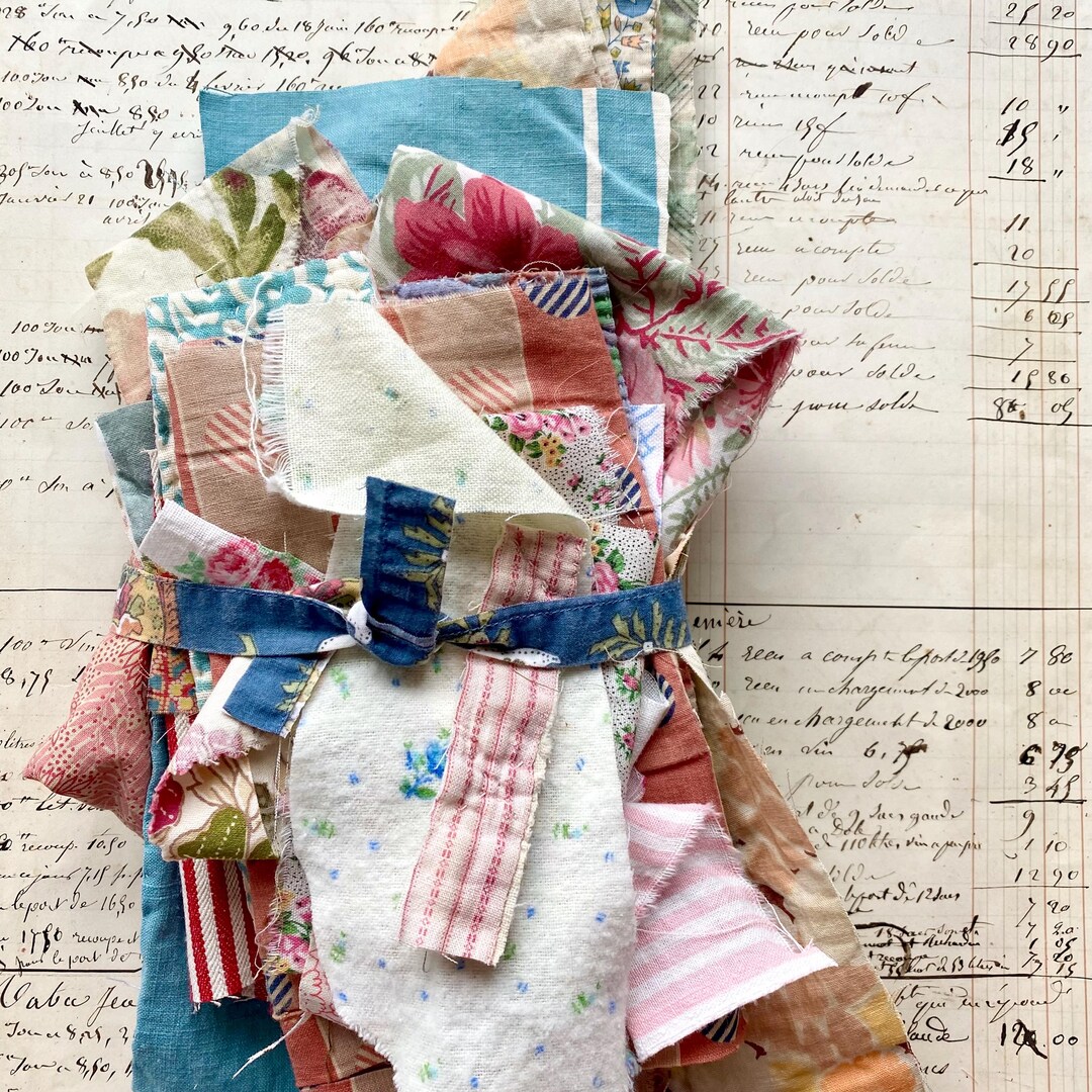 Snippet Bundle of Vintage Fabric Pieces, Quilt Fabric, Fabric Sampler ...