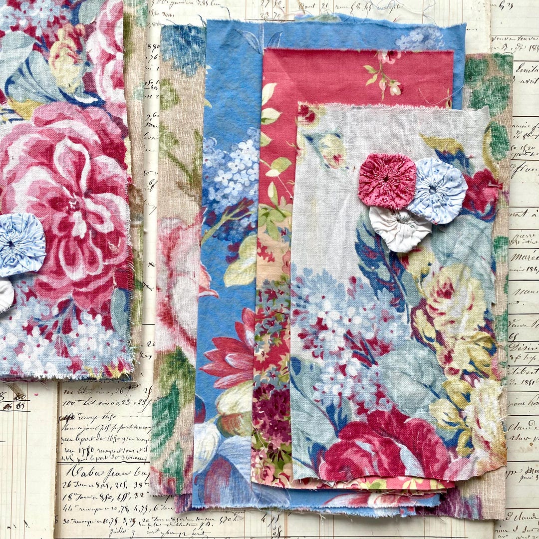 Vintage Floral Large Fabric Pieces, Vintage Fabric, Fabric Sampler ...