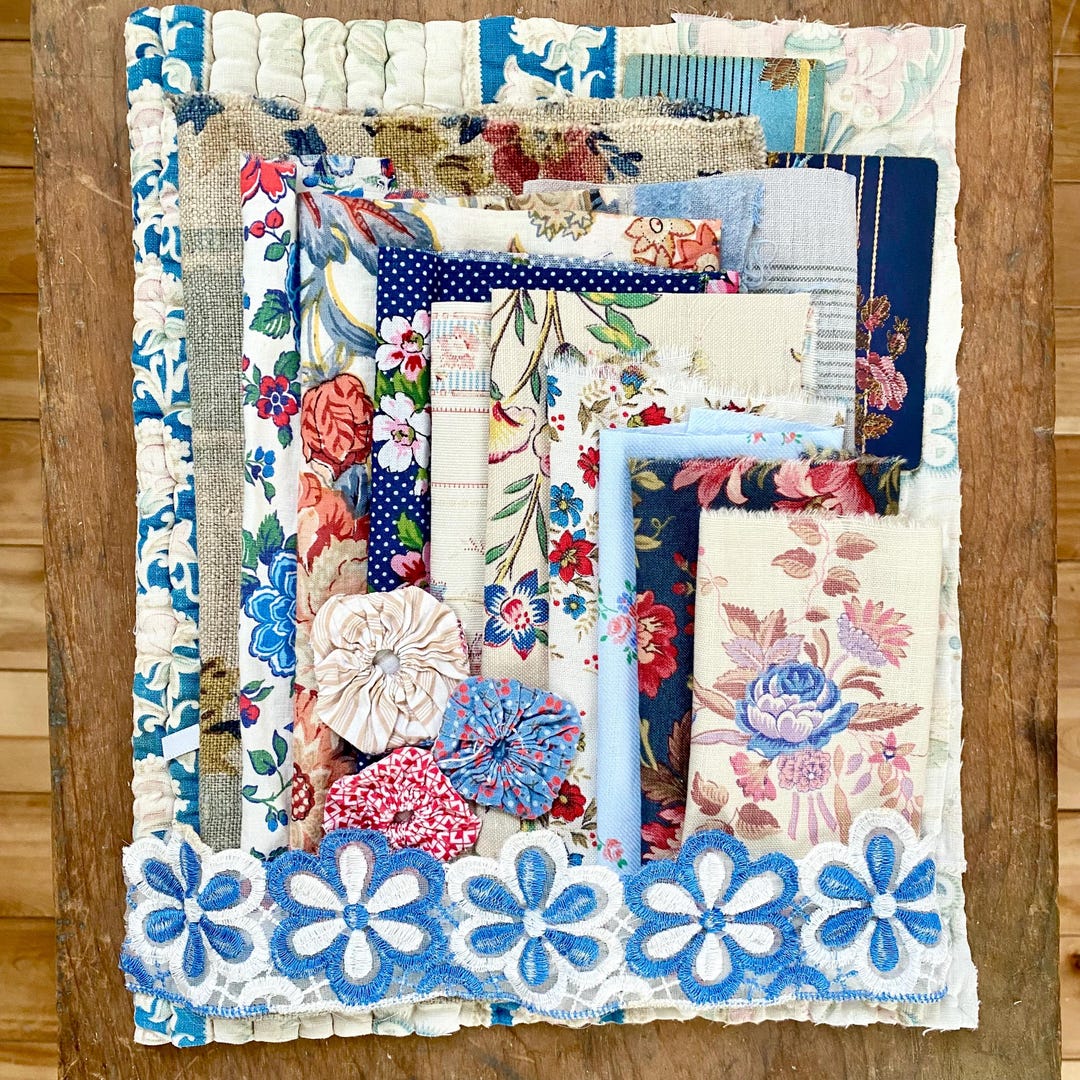 Beautiful Vintage Fabric Gathering, Vintage Textile, Slow Stitch ...