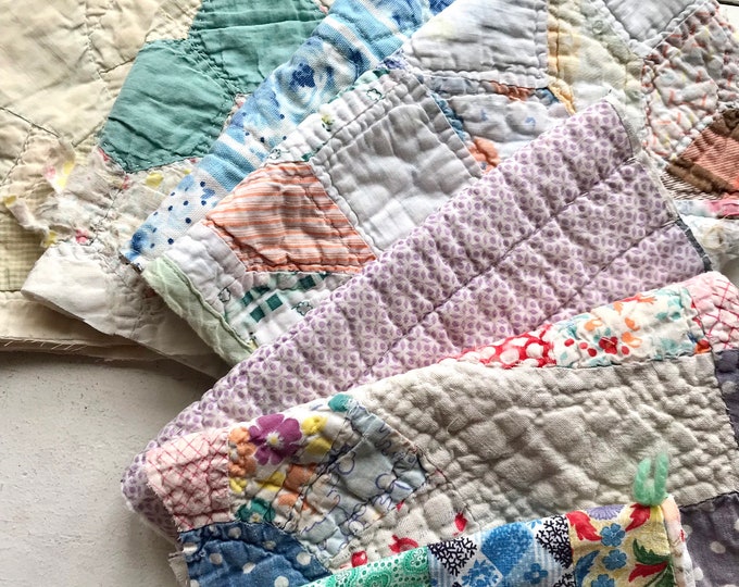 Large Vintage Quilt Bundle, Quilt Fabric, Fabric Sampler, Floral Quilt ...