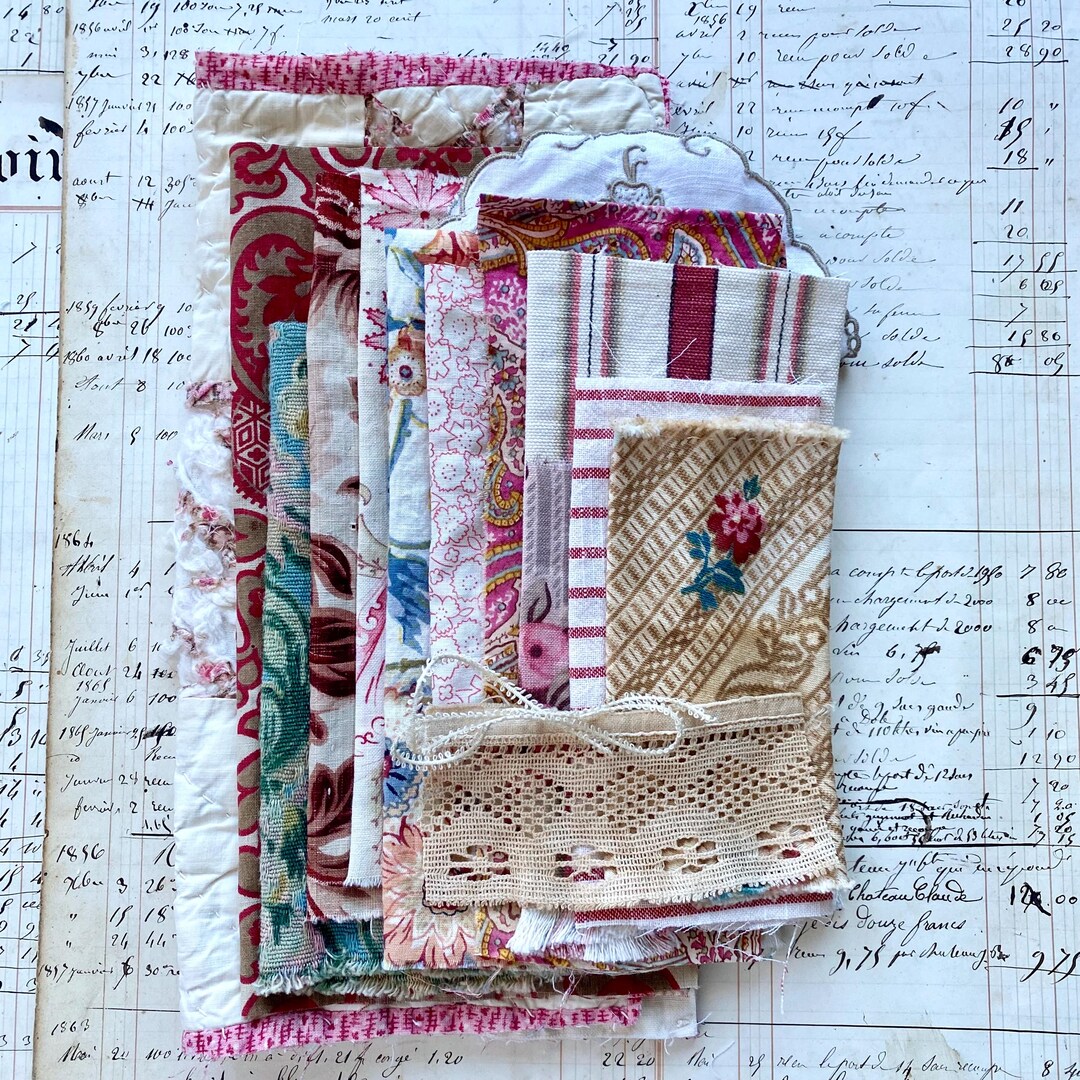 Beautiful French and Vintage Fabric Bundle, Vintage Textile, Slow ...