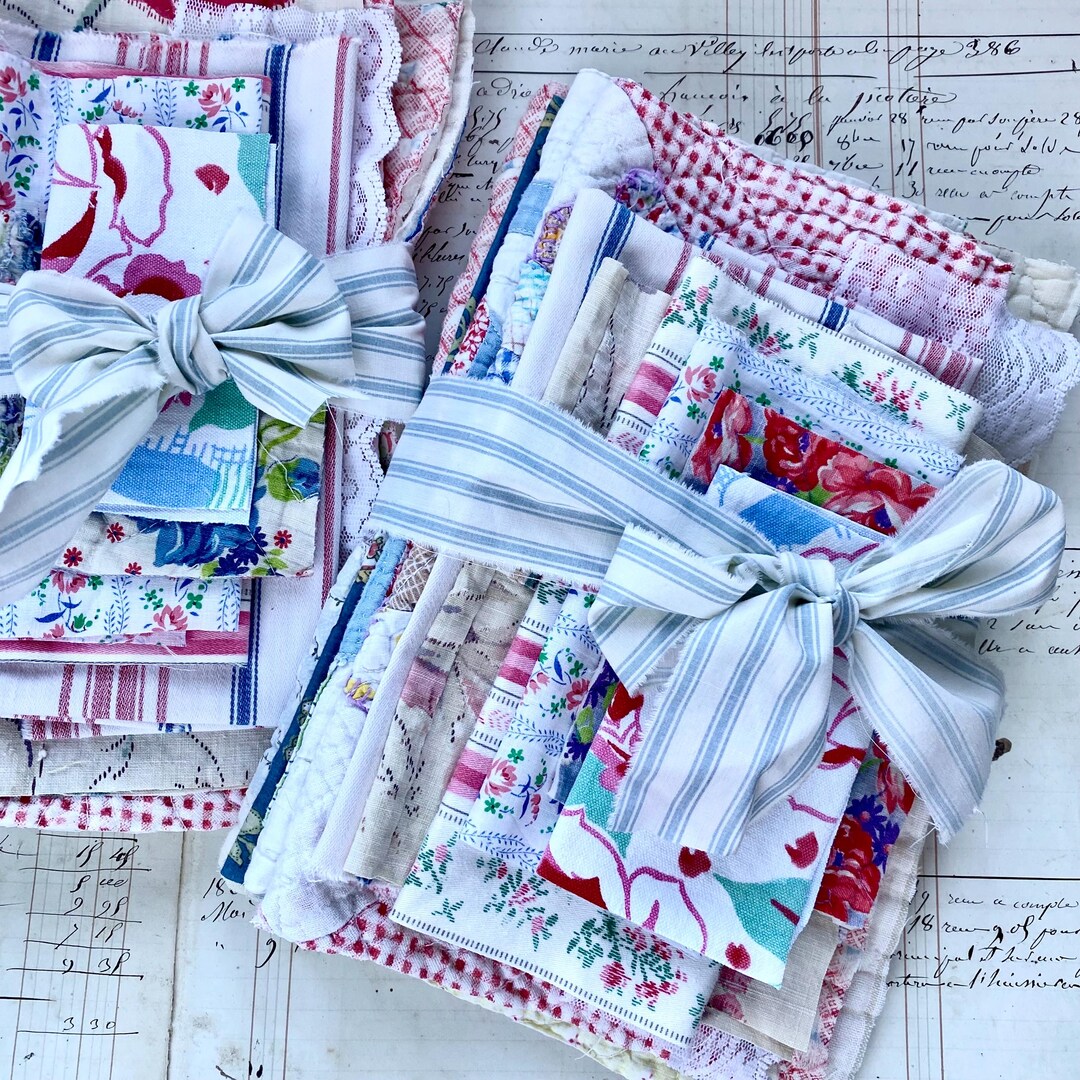 Lovely Quilt and Vintage Fabric Bundle, Quilting, Slow Stitch, Sewing ...